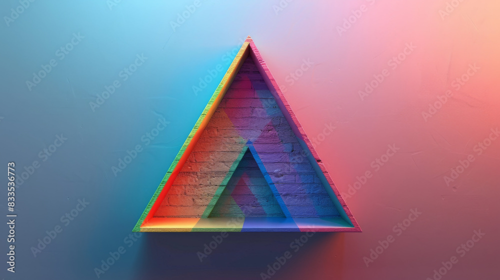 Vibrant 3D triangular prism with a gradient spectrum of colors ...