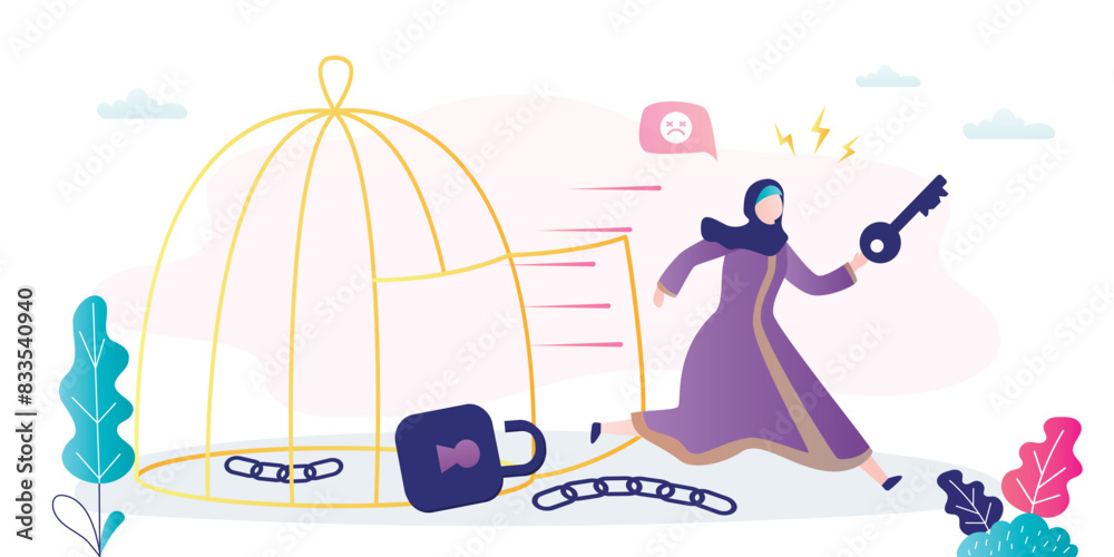 Arabic girl in traditional clothes freed from domestic violence, abuse ...