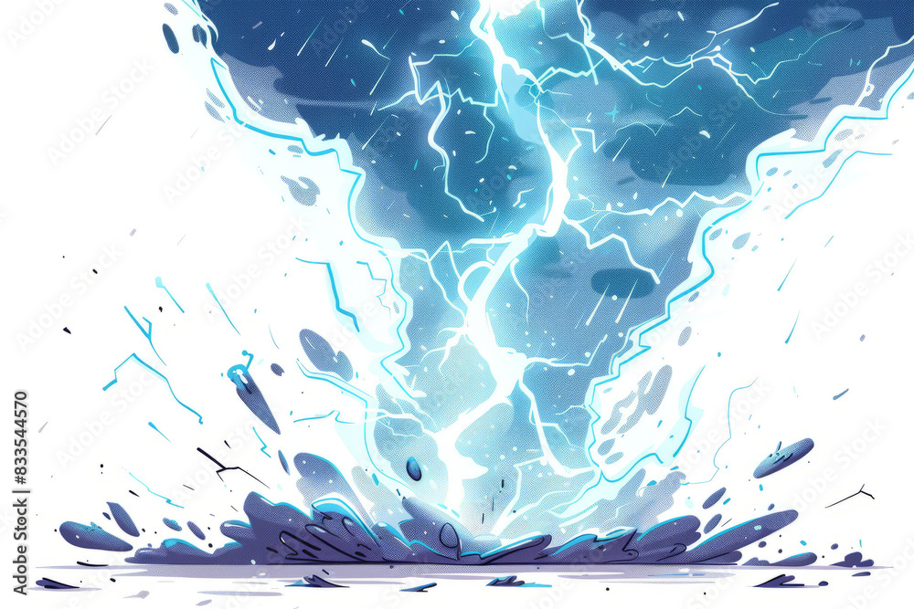 dynamic of a lightning strike with vivid electric arcs and a stark ...