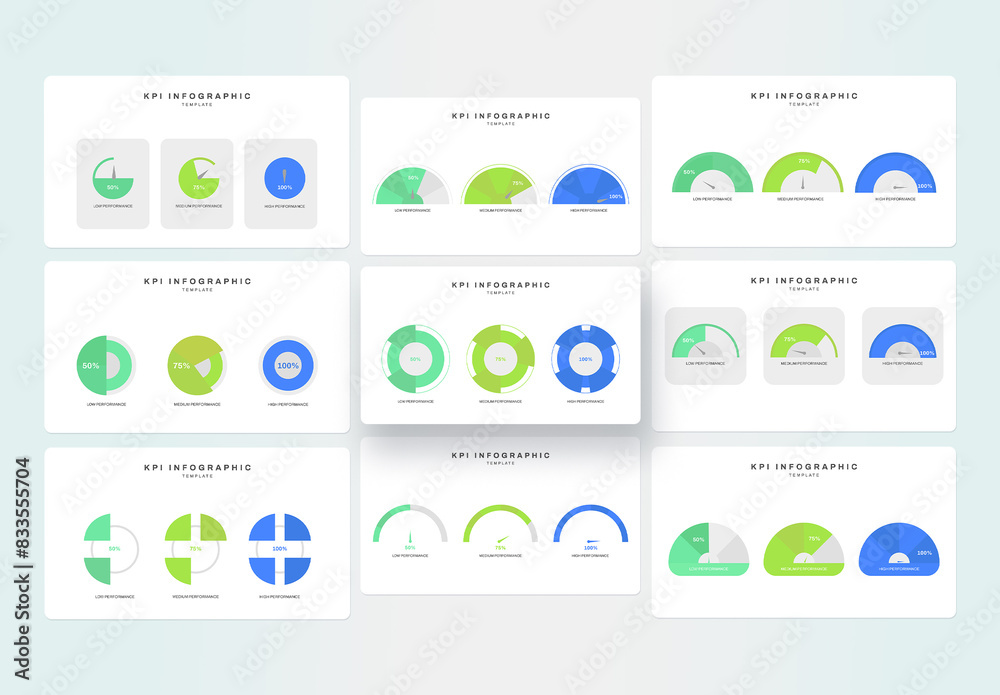 KPI Infographic With Client Monitoring Concept Stock Template | Adobe Stock