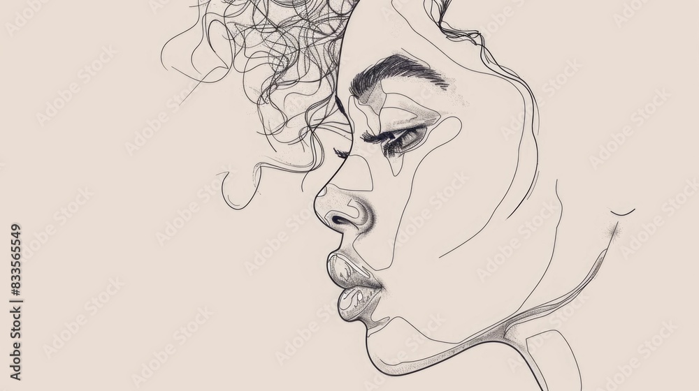 Minimalist face sketch highlighting the inherent beauty and elegance ...