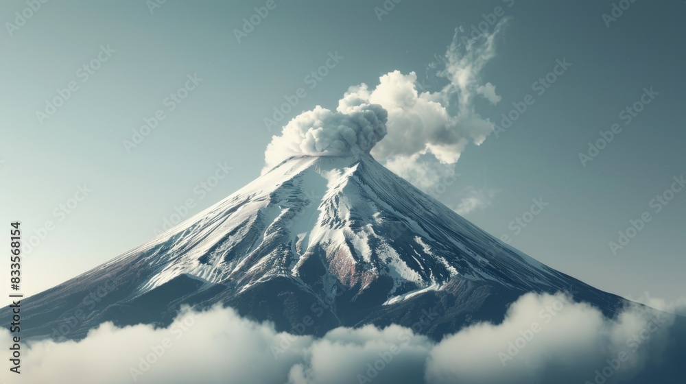 Aerial view of a large volcano erupting A large volcano erupts ...