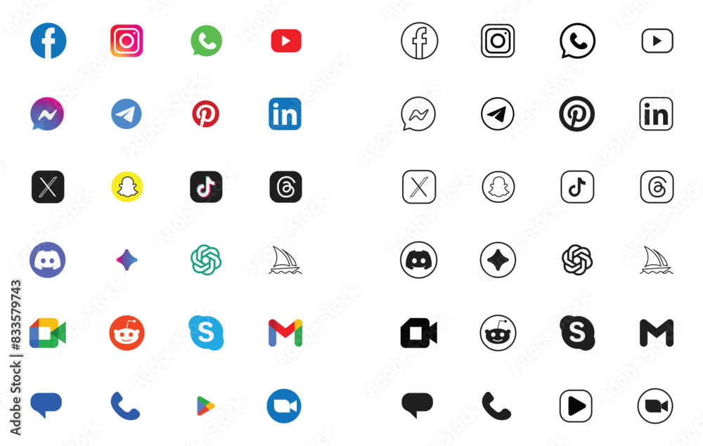 Vetor de set of social media icons. set of social media logos such as ...