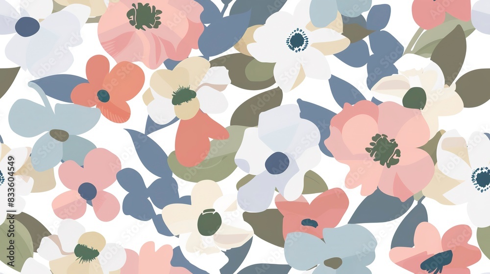 Soft blooms flat design side view soft theme cartoon drawing Tetradic ...