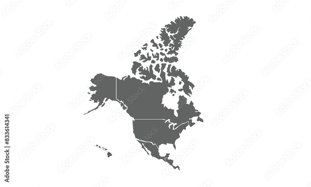 North america isolated on white background. for website layouts ...