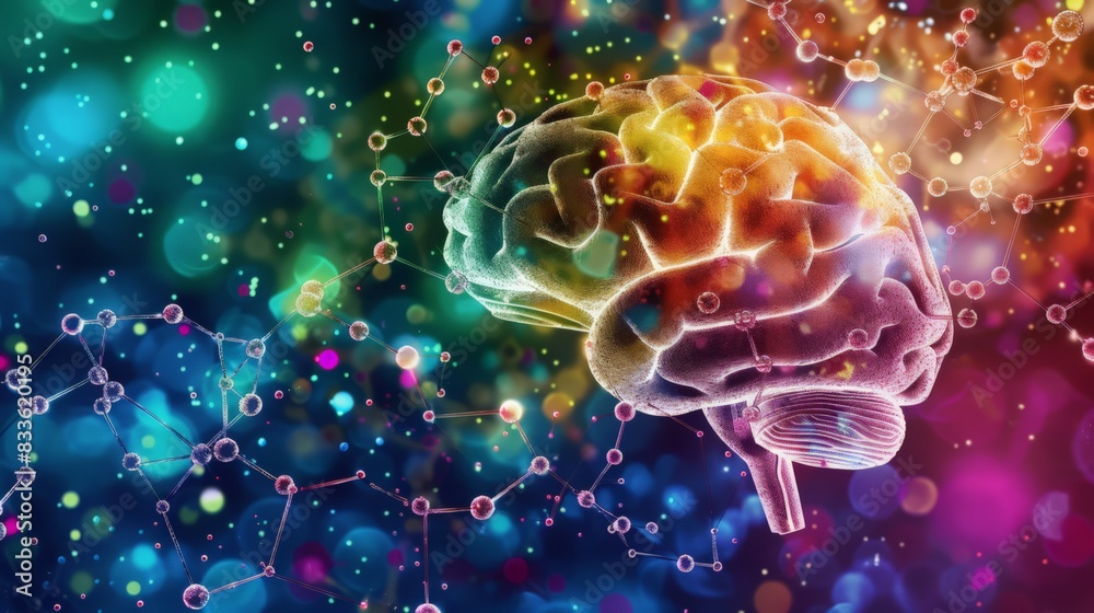 A colorful depiction of the molecular structure of caffeine ...