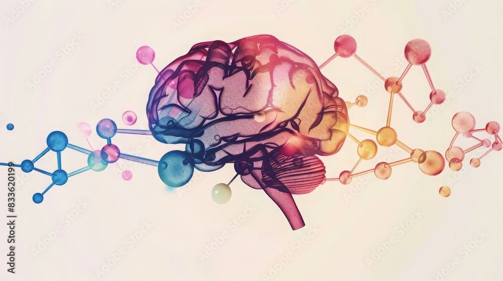 A colorful depiction of the molecular structure of caffeine ...