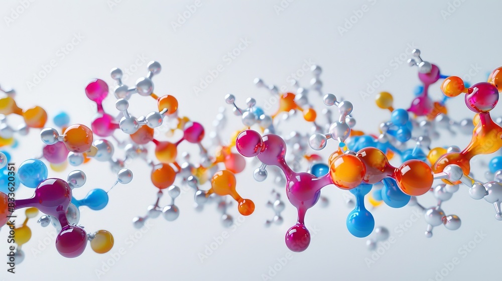 A colorful model showing the molecular structure of a complex ...