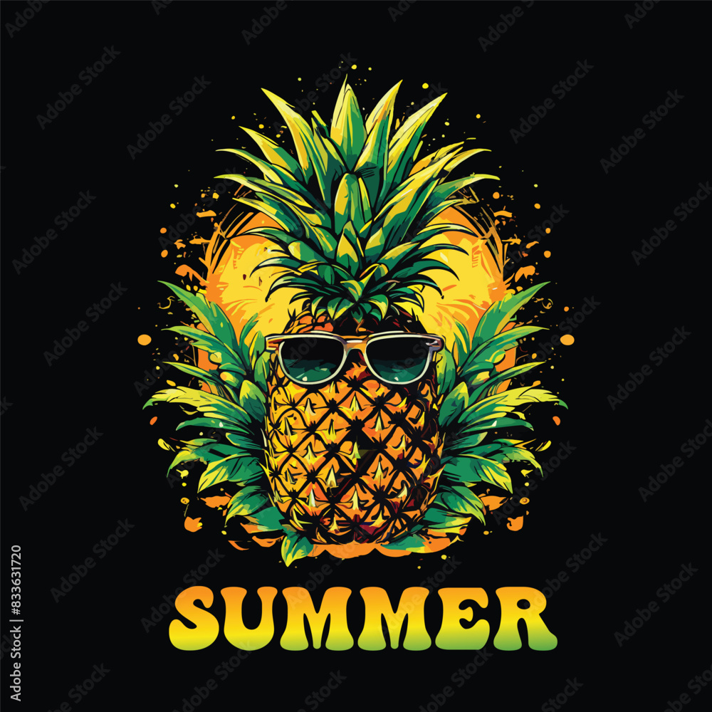 Pineapple illustration For Summer, Colorful Pineapple Vector Art, Fresh ...