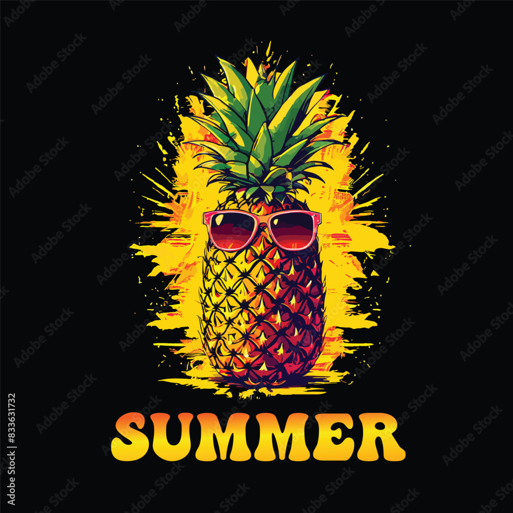 Pineapple illustration For Summer, Colorful Pineapple Vector Art, Fresh ...