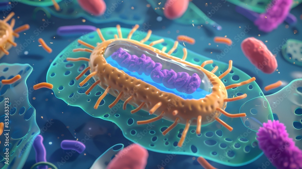 Bacterial cell components: Visualize a bacterial cell, highlighting its ...