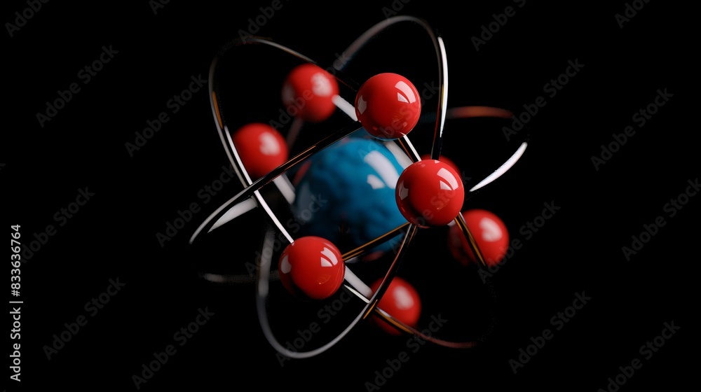 Lead atom: Show the structure of a lead atom, with 82 protons, 125 ...