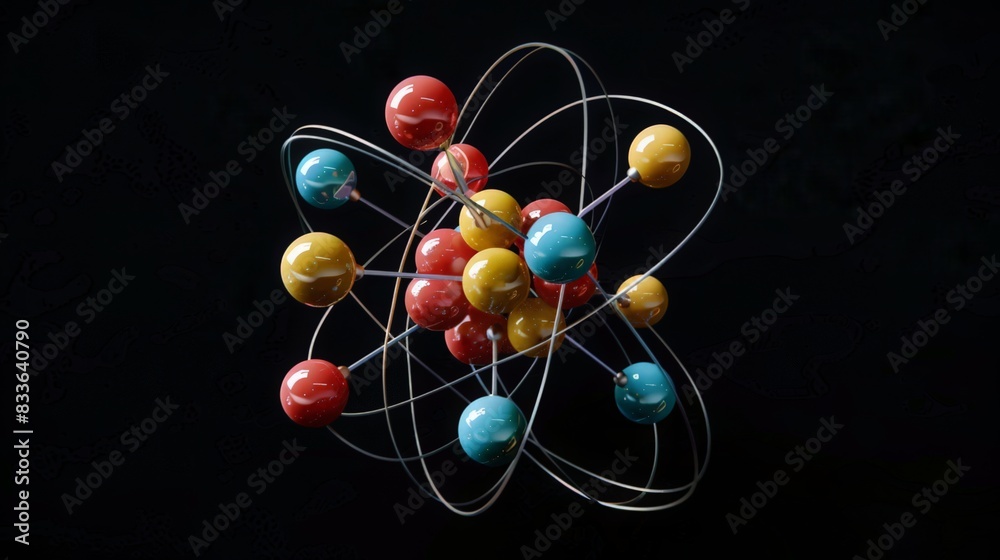 Uranium atom: Show the complex structure of a uranium atom, with its 92 ...