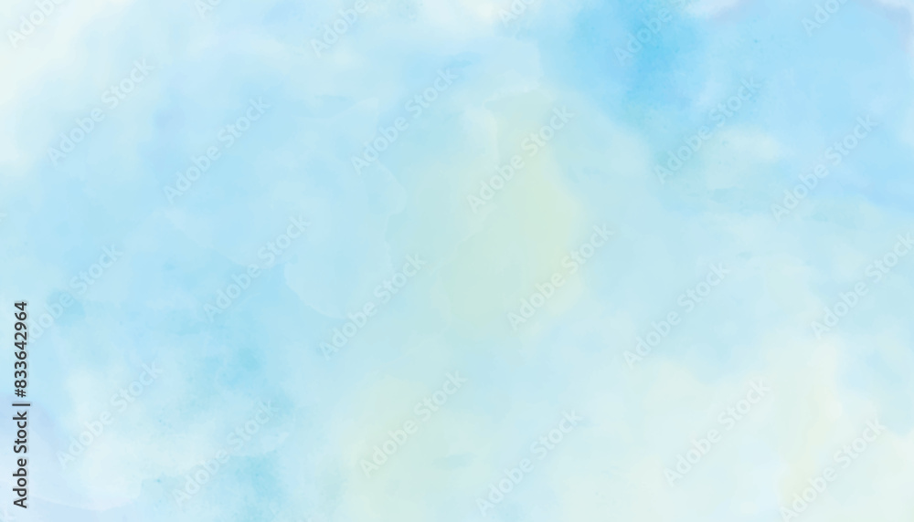 Pastel blue watercolor texture background with space. Blue cloudy sky ...