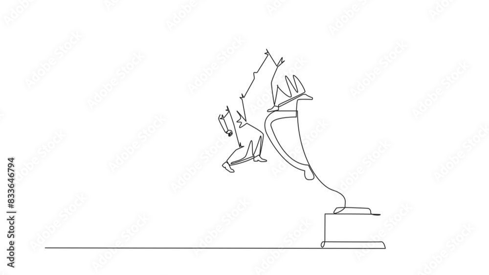 Self drawing animation of one line drawing Arab businessman helps ...