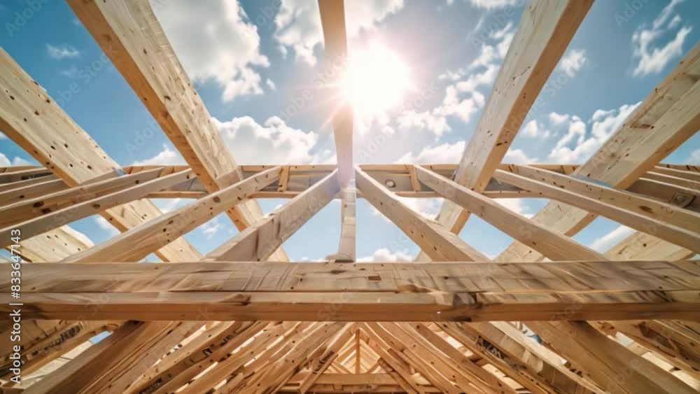 A house at a construction site where a carpenter demonstrates his ...