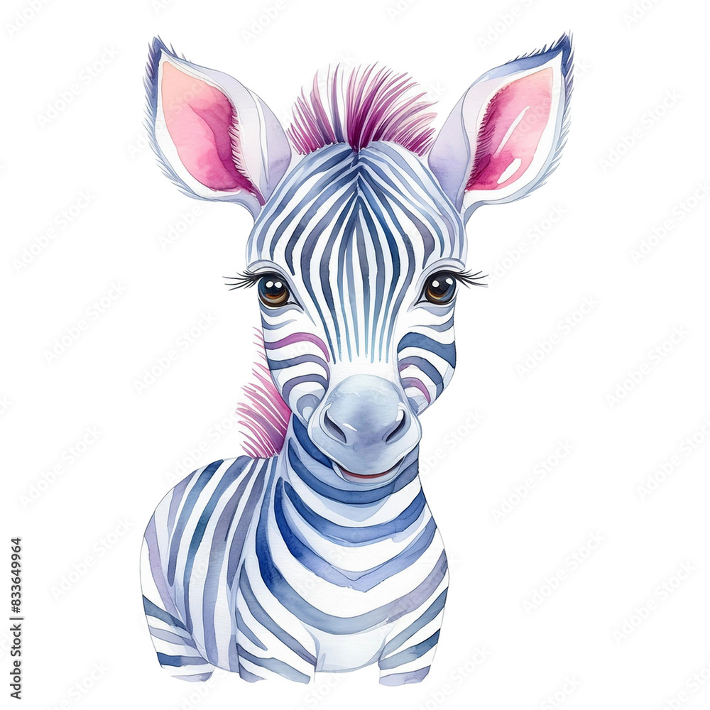 Cute watercolor illustration of a little zebra, Baby zebra PNG, Zebra ...