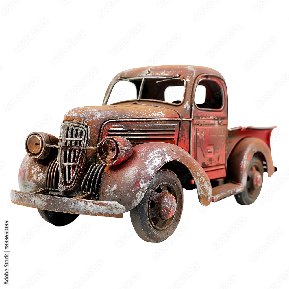 Vintage Rusty Red Truck Model, Isolated on a Transparent Background ...