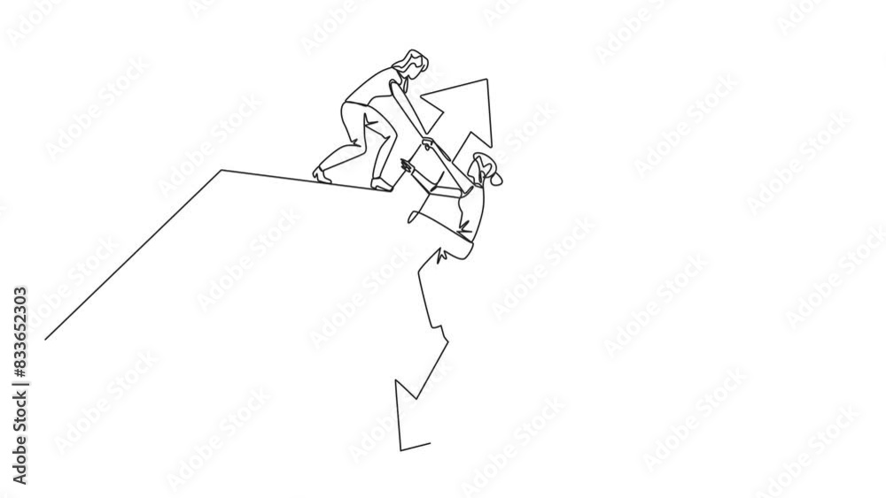 Animated self drawing of single continuous line drawing businesswoman ...
