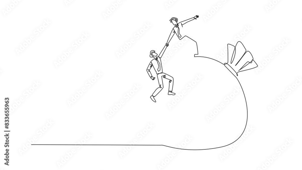 Self drawing animation of single continuous line drawing businessman ...