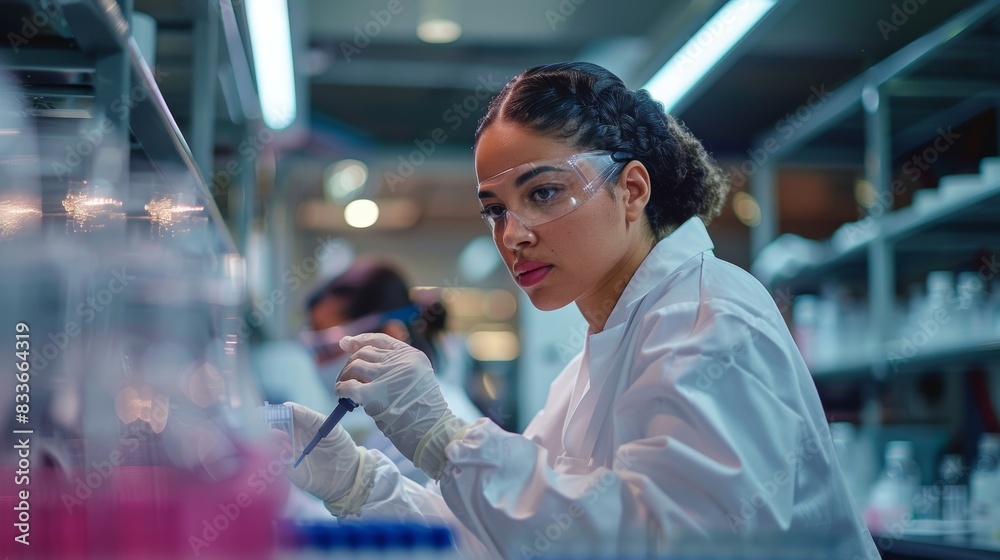 food safety testing, a dedicated latino scientist meticulously testing ...