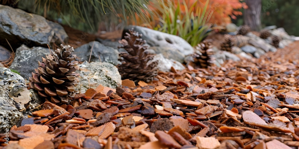 Foto de Improve garden with red pine bark mulch for vibrant landscape ...