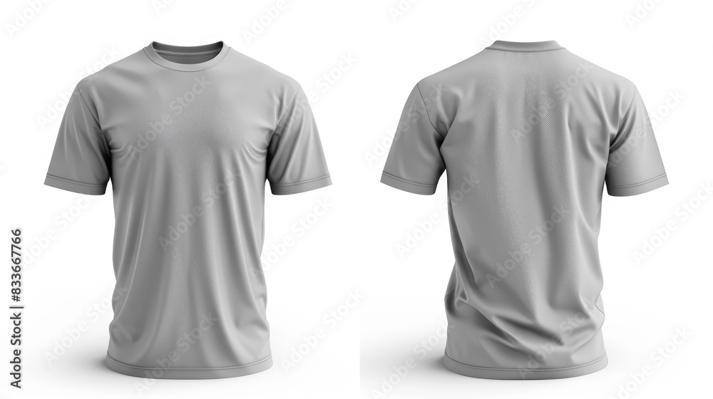 Plain gray t-shirt front and back view for mockup in PNG transparent ...