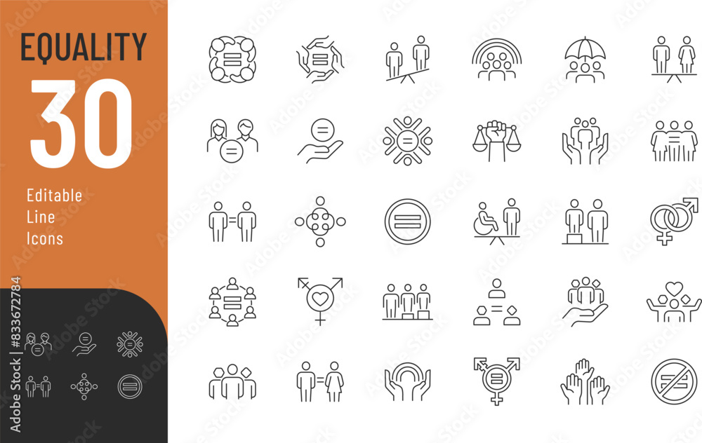 Equality Line Editable Icons set. Vector illustration in modern thin ...