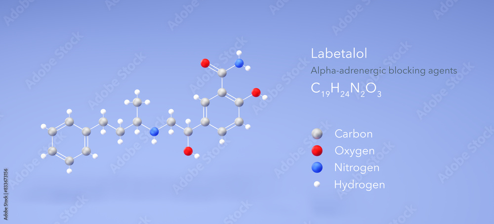 labetalol molecule, molecular structures, normodyne, 3d model ...