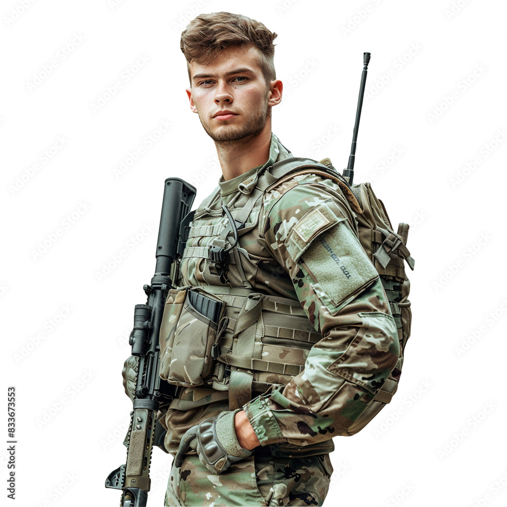 marine infantry, commando soldier in full protective ammunition ...