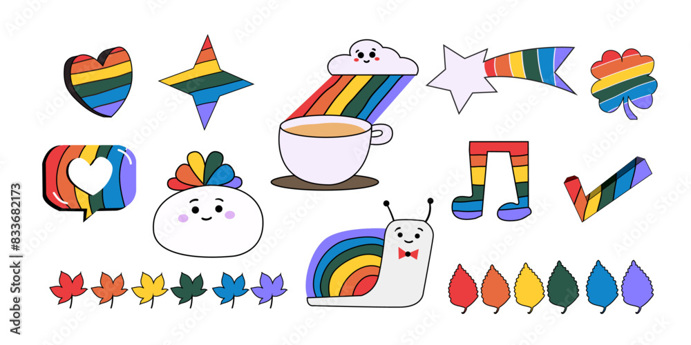 doddle pride design, set of design element little nick - nack for card ...