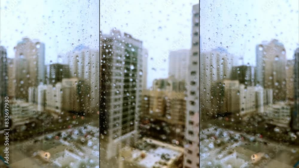Raindrop on window blue background aqua bubble texture. Rainy water ...