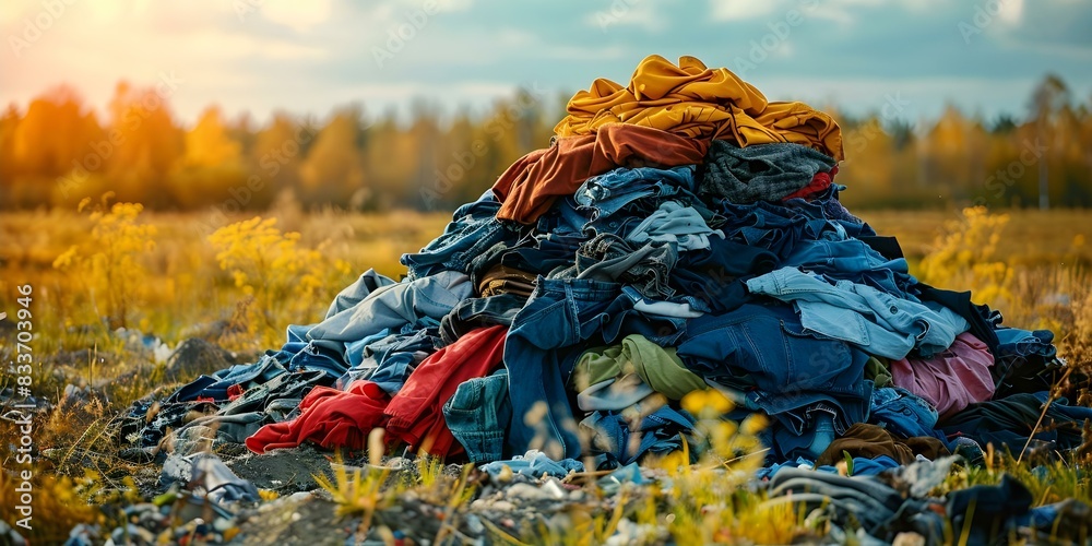 Pile of clothes in landfill symbolizing fast fashion waste different ...
