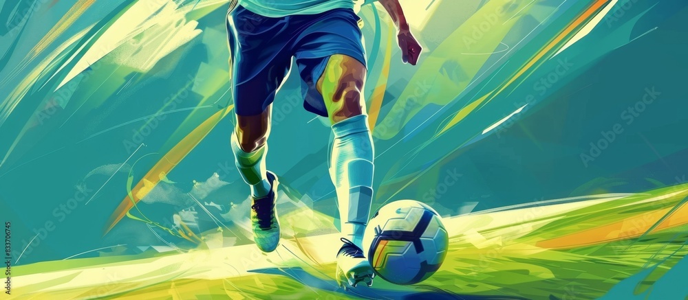 Football field, the moment a football is kicked into the goal, close-up ...