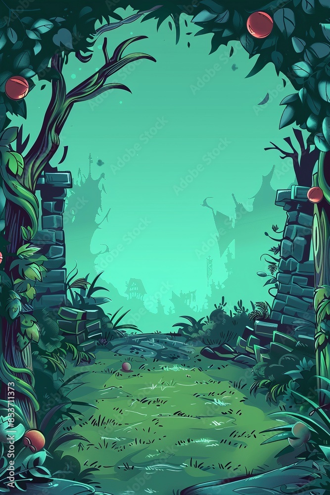 Eerie green background for a fantasy RPG game card, showcasing a ...