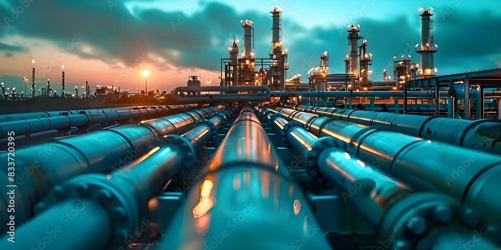 Oil and gas pipeline in operation for refining and transporting oil ...