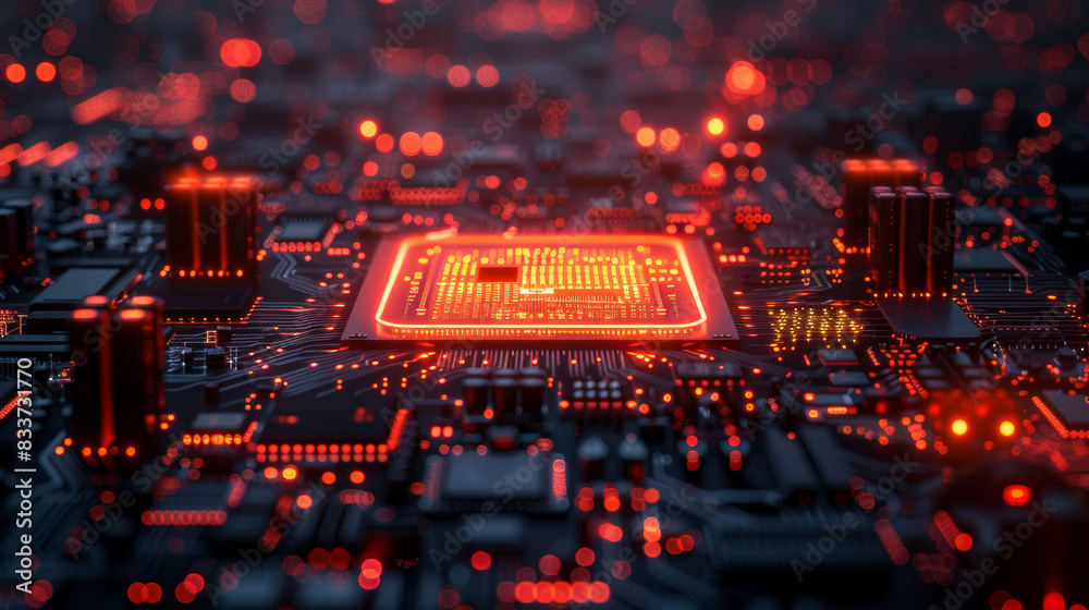 Wallpaper featuring a detailed illustration of a glowing chipsets ...