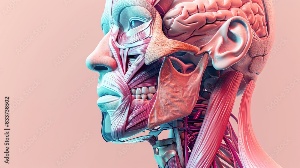 Anatomical illustration of the human lade's, closeup, side view ...