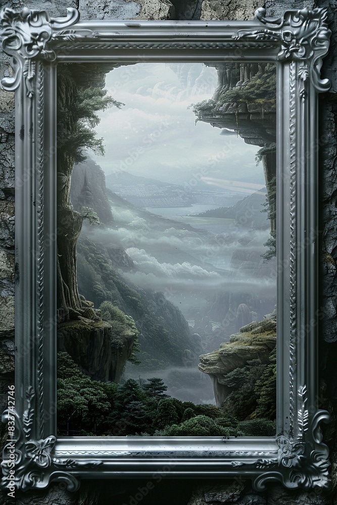 RPG card background showcases a mythical landscape shrouded in a dark ...