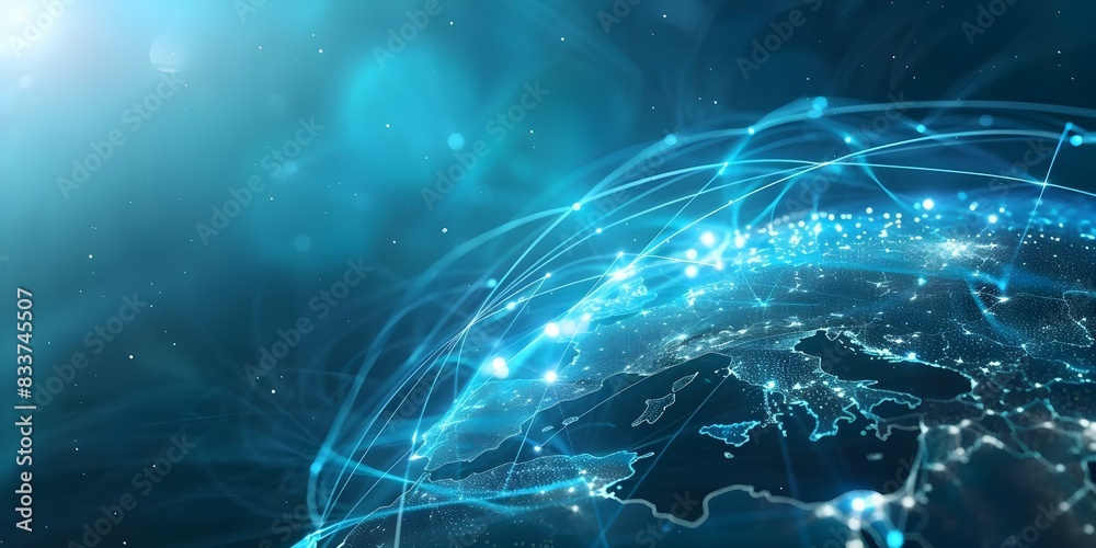 Global Connectivity: Europe-Centered Digital Globe with Glowing Lights ...