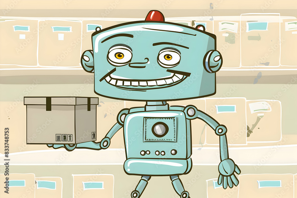 cartoon image of warehouse robot - robots, warehouse, automation ...