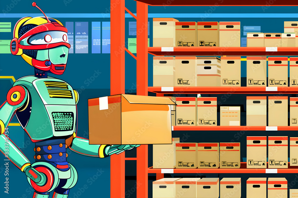 cartoon image of warehouse robot - robots, warehouse, automation ...