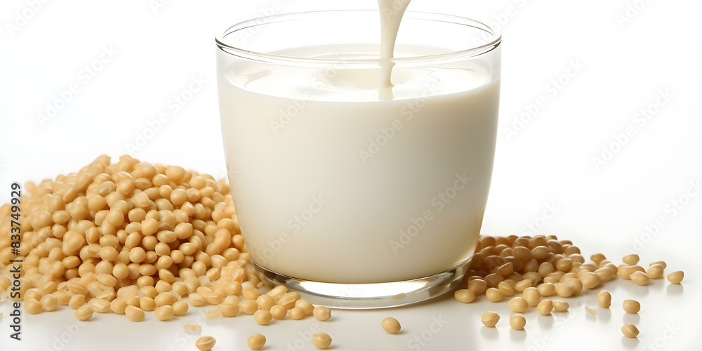 ภาพประกอบสต็อก Soybean Milk Splash in High-Definition Image on White ...