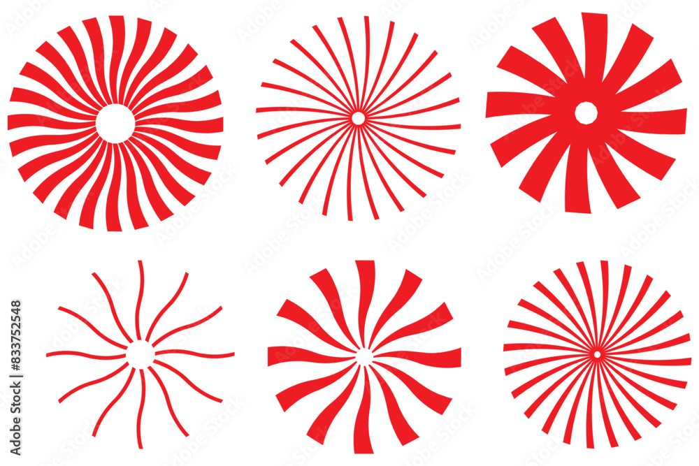 Collection of simple black sunbursts isolated on transparent background ...