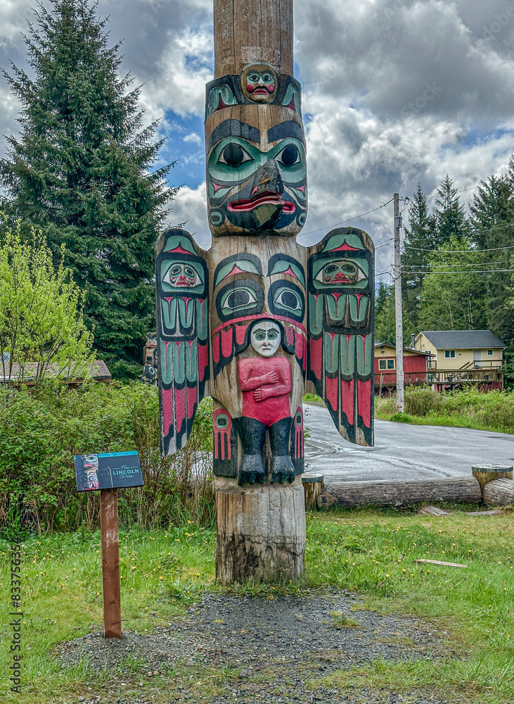 Lincoln Totem Pole, Saxman Totem Park, Ketchikan, Alaska. President ...