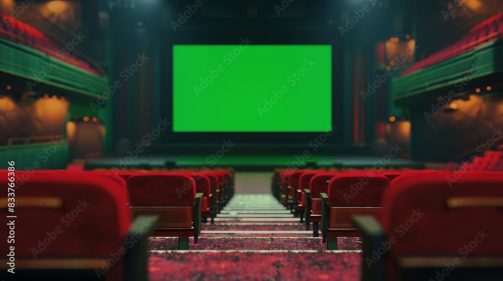 Cinema Poster Mockup Focus on a cinema poster with a green screen with ...