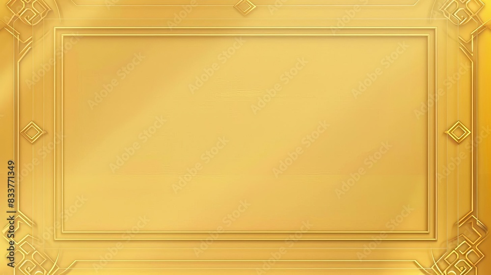Mustard Template A rectangular mustard yellow frame with thin gold ...