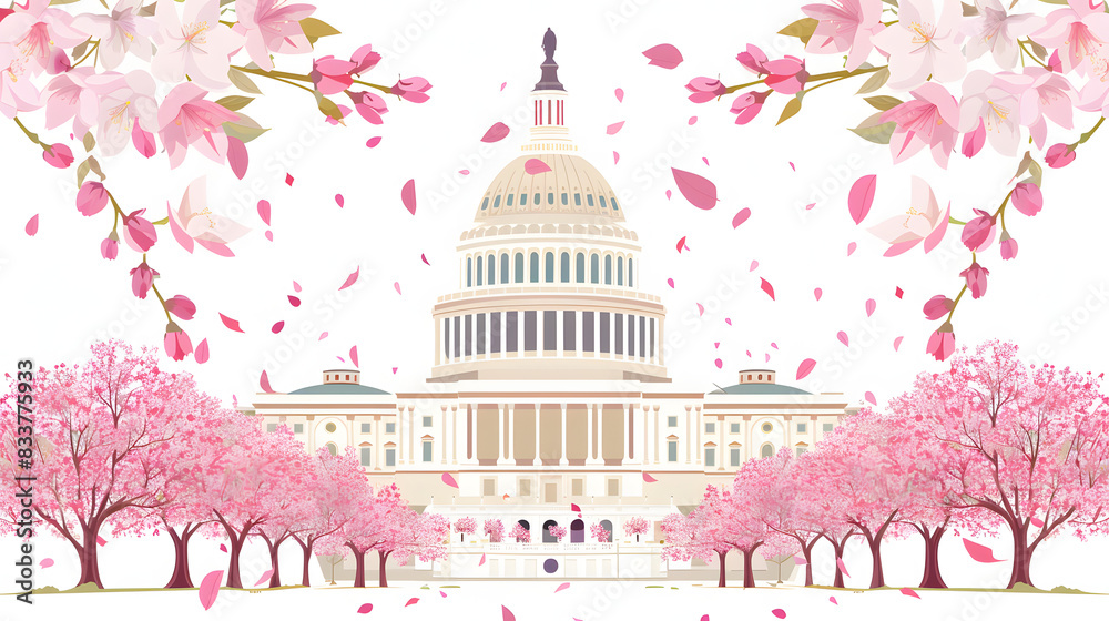 Capitol building at spring blossom magnolia tree, washington dc. u.s ...