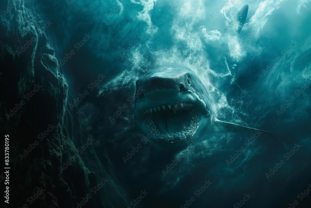 scary underwater sea creatures by generative ai Stock Illustration ...