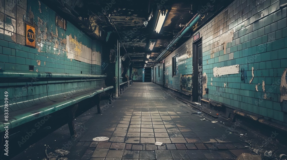 abandoned subway station with eerie atmosphere and old signs urban ...